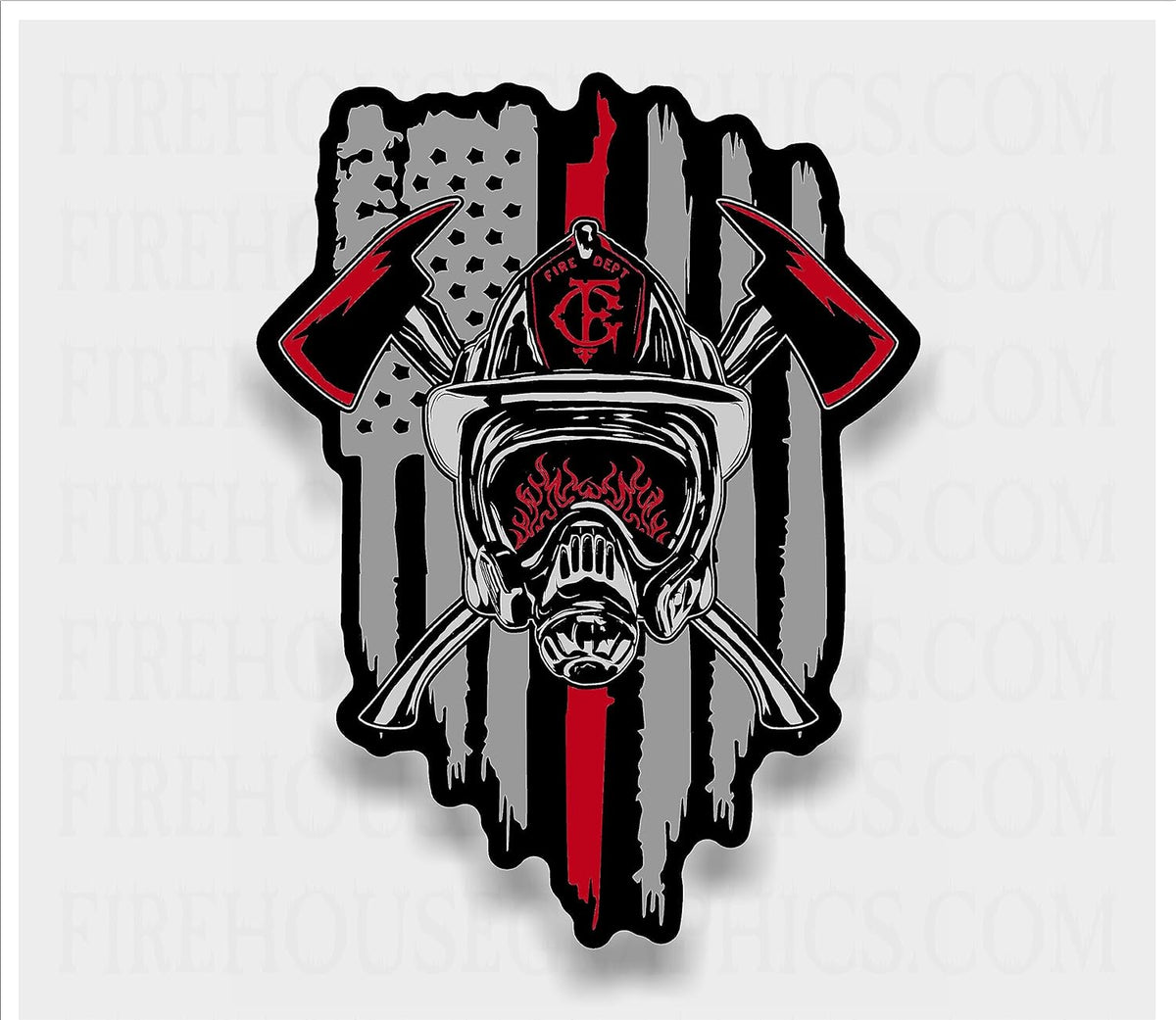American Flag Axe Halligan Helmet Maltese Firefighter SCBA Decal ...