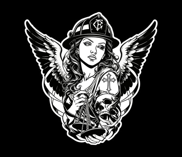 Firefighter Angel with Scales (two decals 2.5") Sticker – Firehouse ...