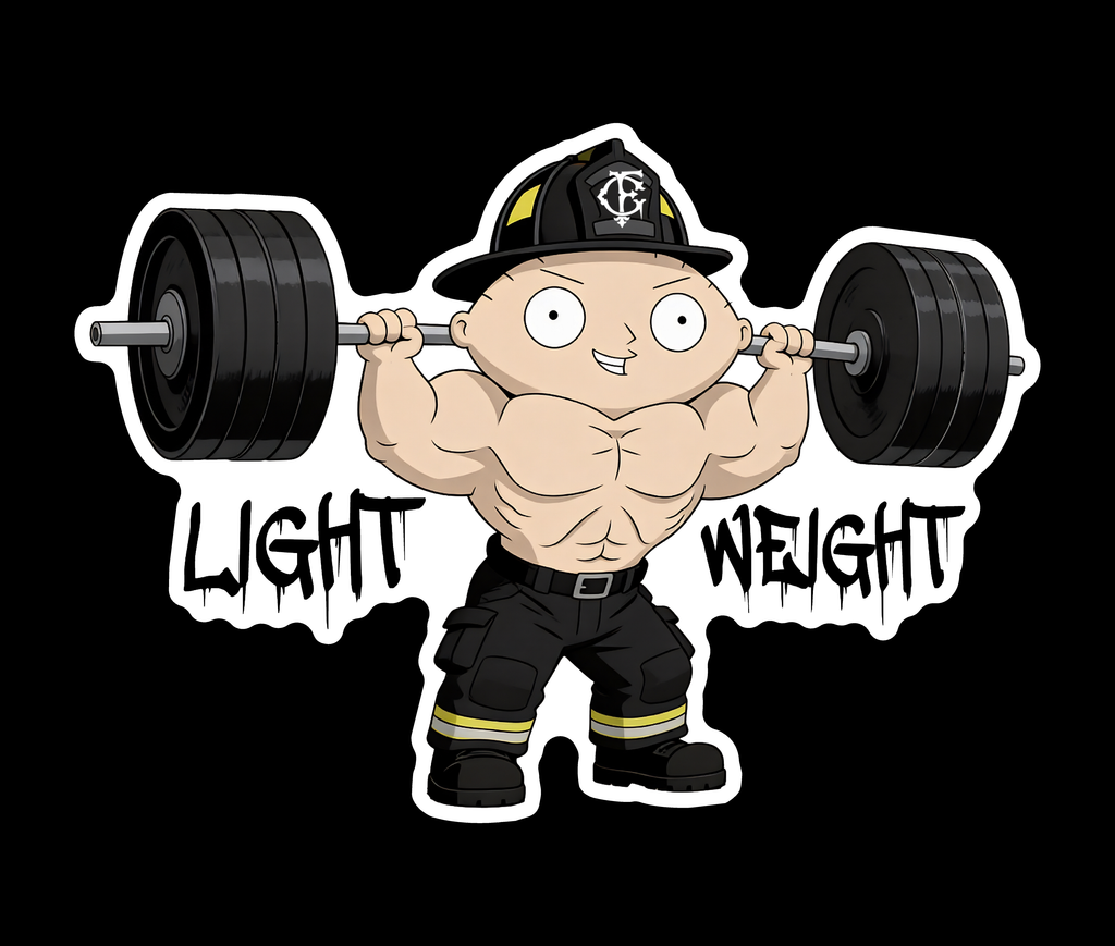 Swole Stewie "Light Weight" (two decals 3") Stickers – Firehouse Graphics