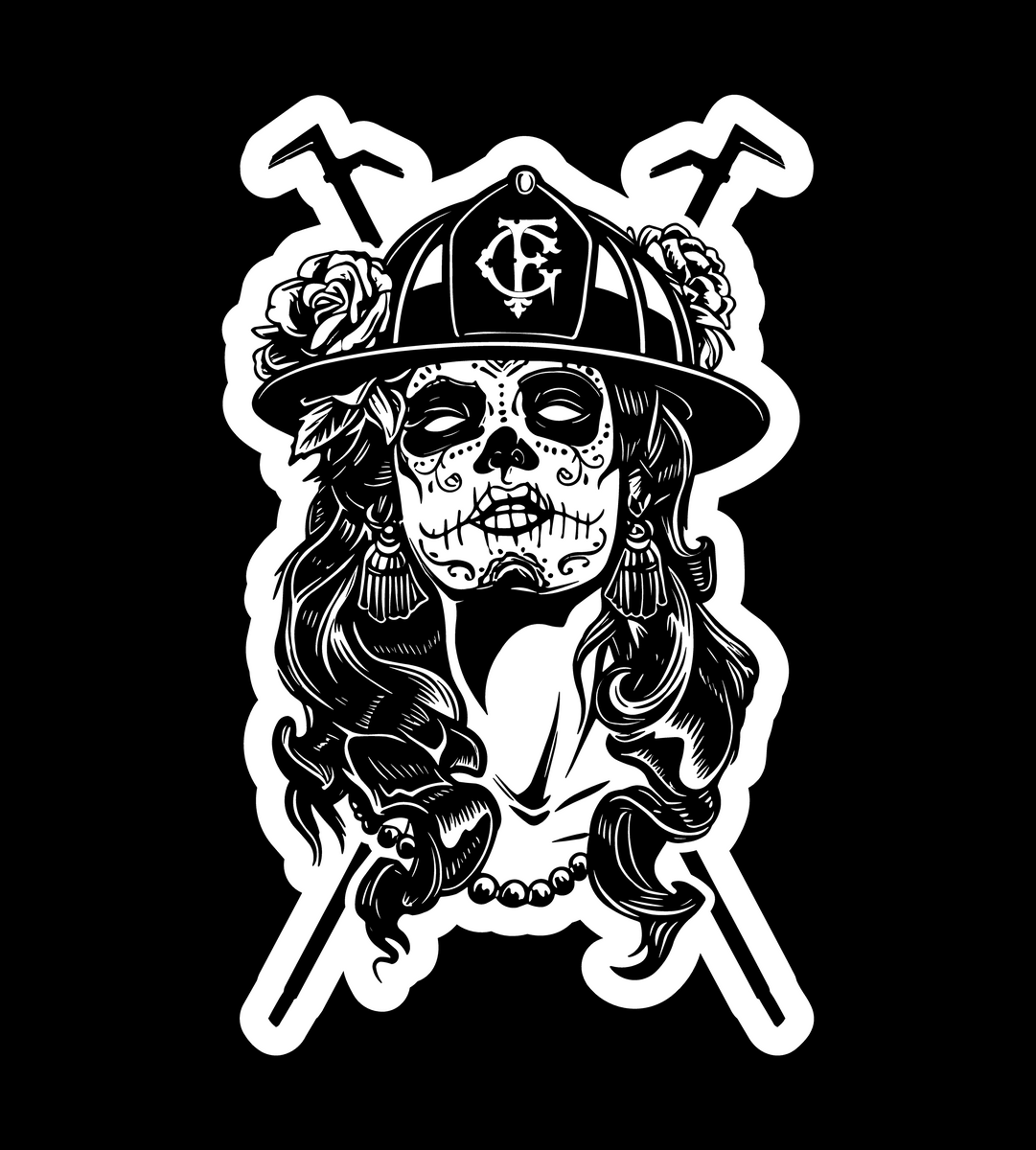 Sugar Skull Girl with Hooks (two decals 3") Sticker – Firehouse Graphics